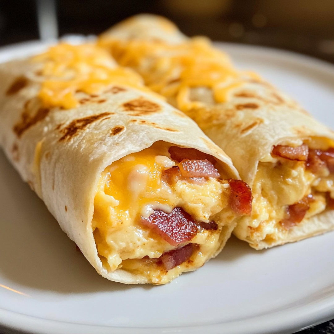 Savory Cheddar and Bacon Breakfast Burritos - Full Recipe