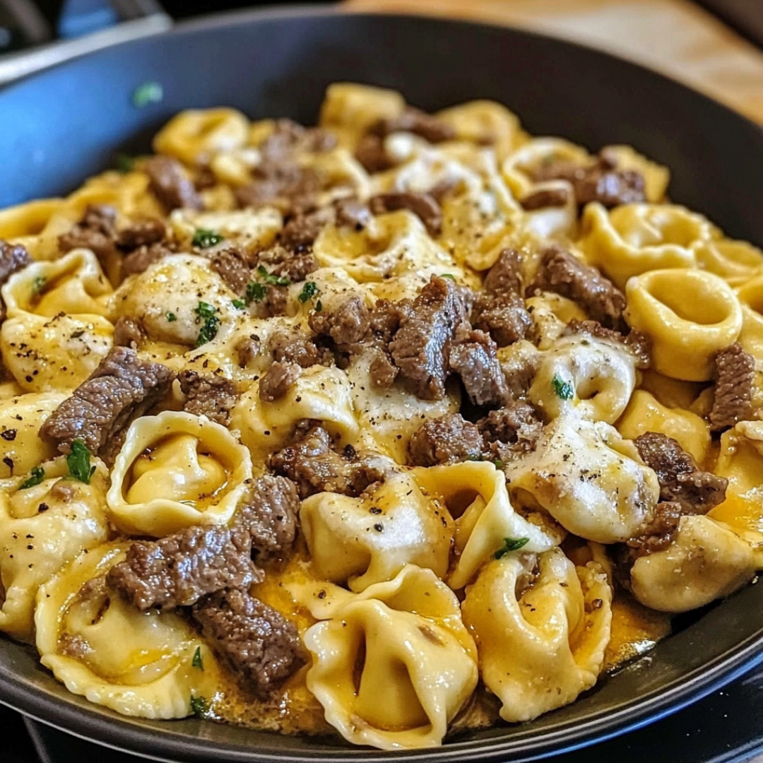 Cheesesteak-Stuffed Tortellini Skillet - Full Recipe