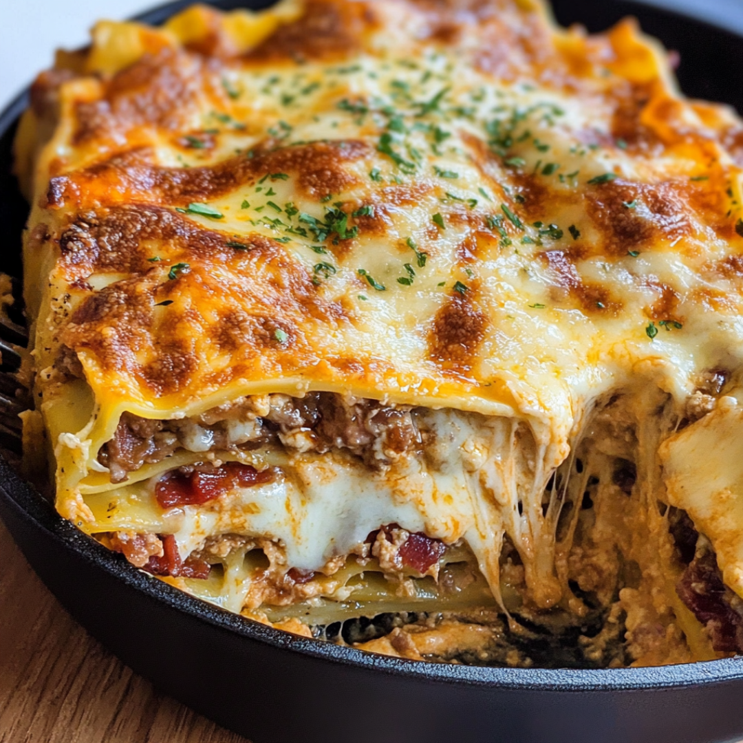 Parmesan Garlic Bacon Cheeseburger Lasagna - Full Recipe